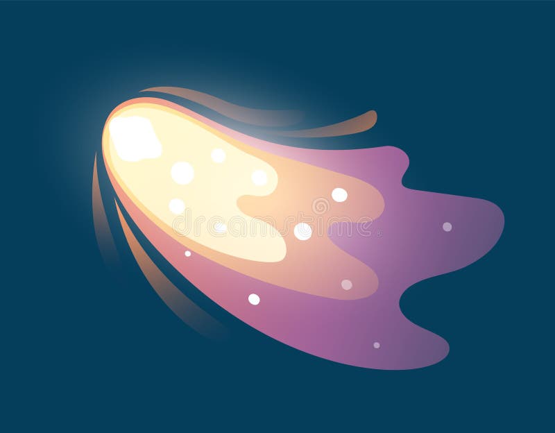 Space Game Element. Cartoon Luminous Space Object Flies Up Against the ...