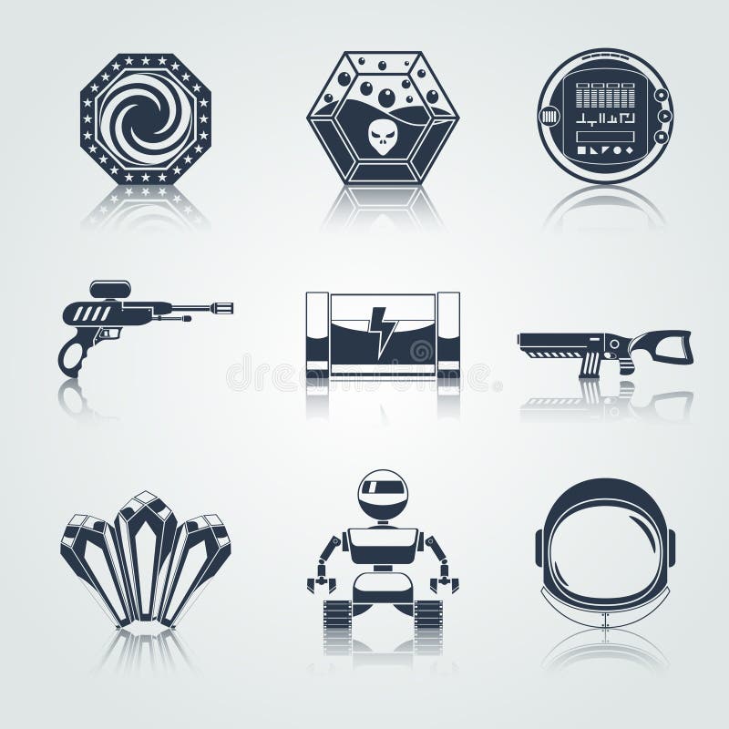 Space game icons black stock vector. Illustration of puzzle - 45858500