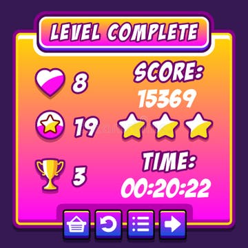 Space Game Level Complete Interface Panels Ui Stock Vector ...