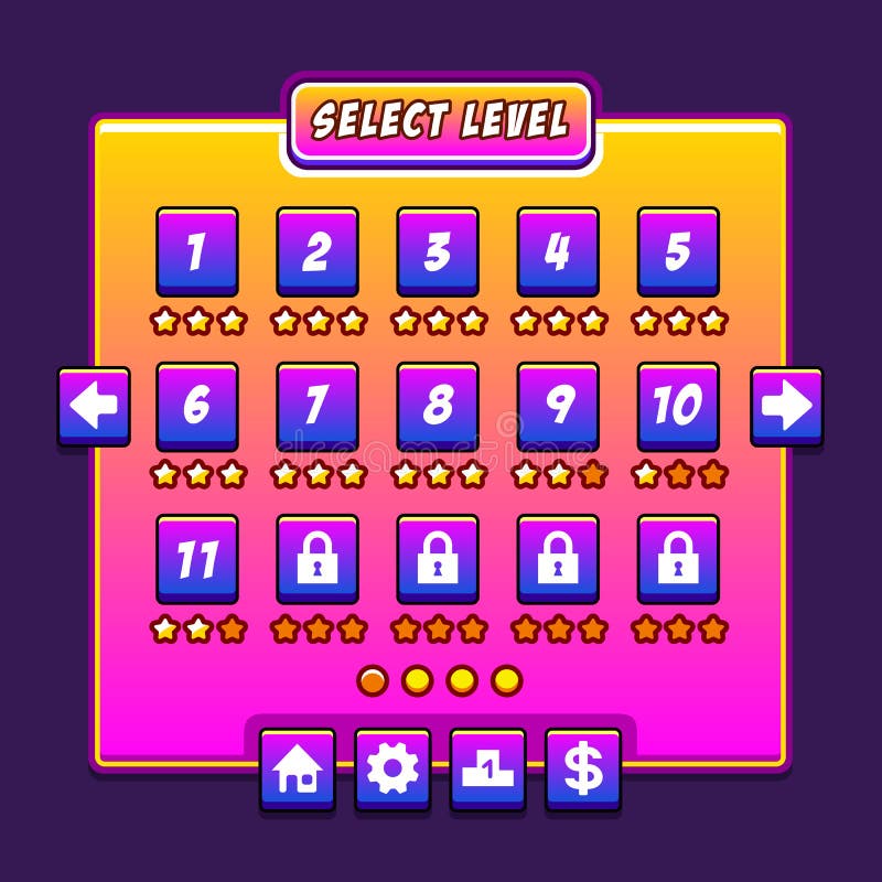 Game Menu Vector Yellow Ui Buttons Stock Vector Illustration Of