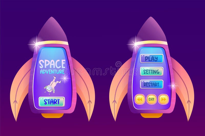 Game Space Button Kit Great for 2D Mobile Games. Cartoon Vector ...