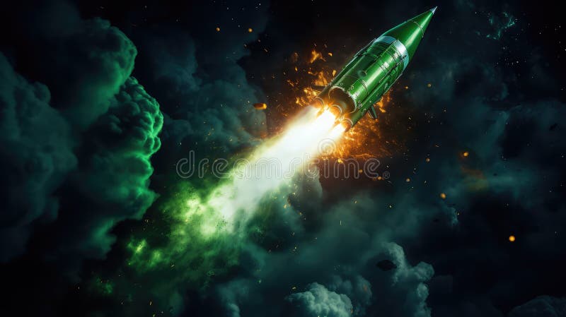 Space green rocket stock illustration. Illustration of engines - 361596924