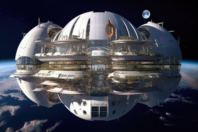 Space Habitat with Integrated Spaceport Stock Illustration ...