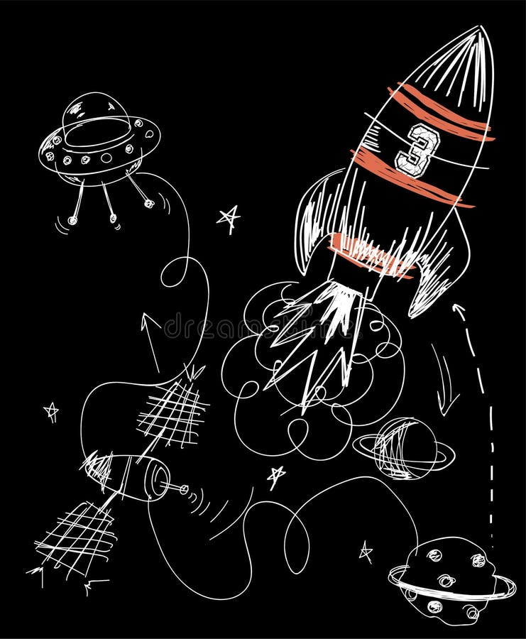 SPACE HANDDRAW&ART stock vector. Illustration of drawing - 137483417