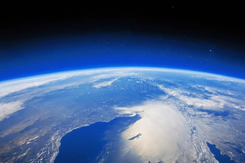 Space Horizon of the Earth. Blue Planet Stock Illustration - Illustration of cloudy, heaven ...