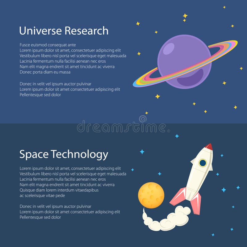 Space Horizontal Banners stock vector. Illustration of launch - 76356961