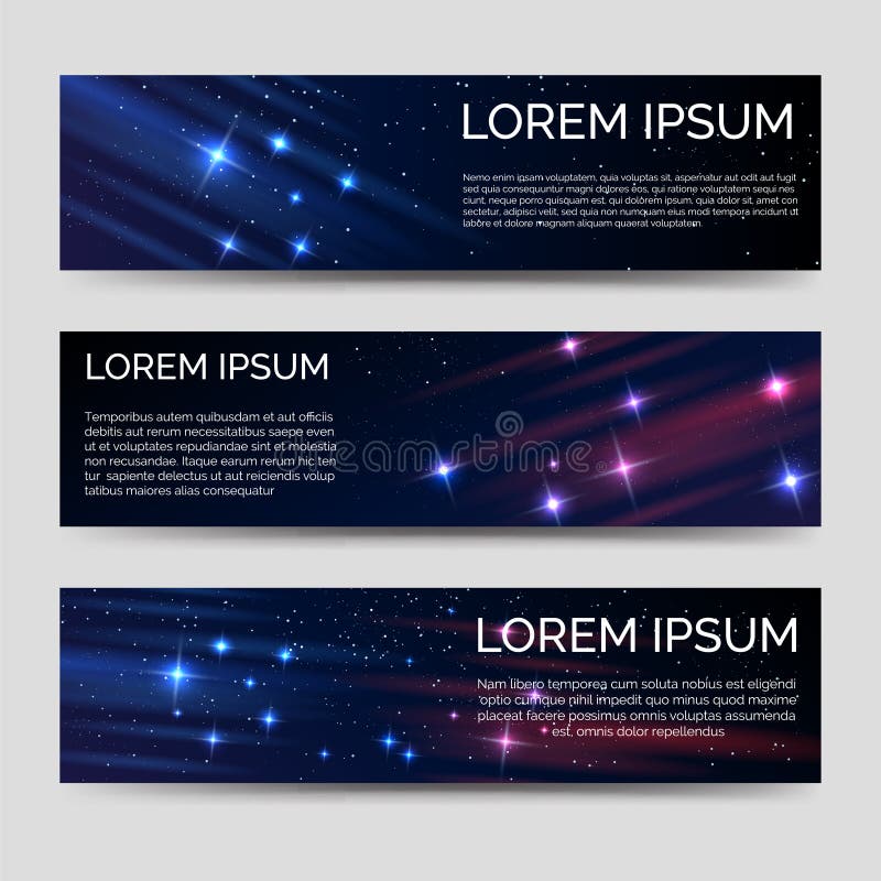 Space Horizontal Banners Template Stock Vector - Illustration of glow ...