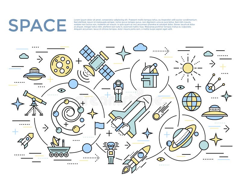 Space World Horizontal Linear Concept Stock Vector - Illustration of ...