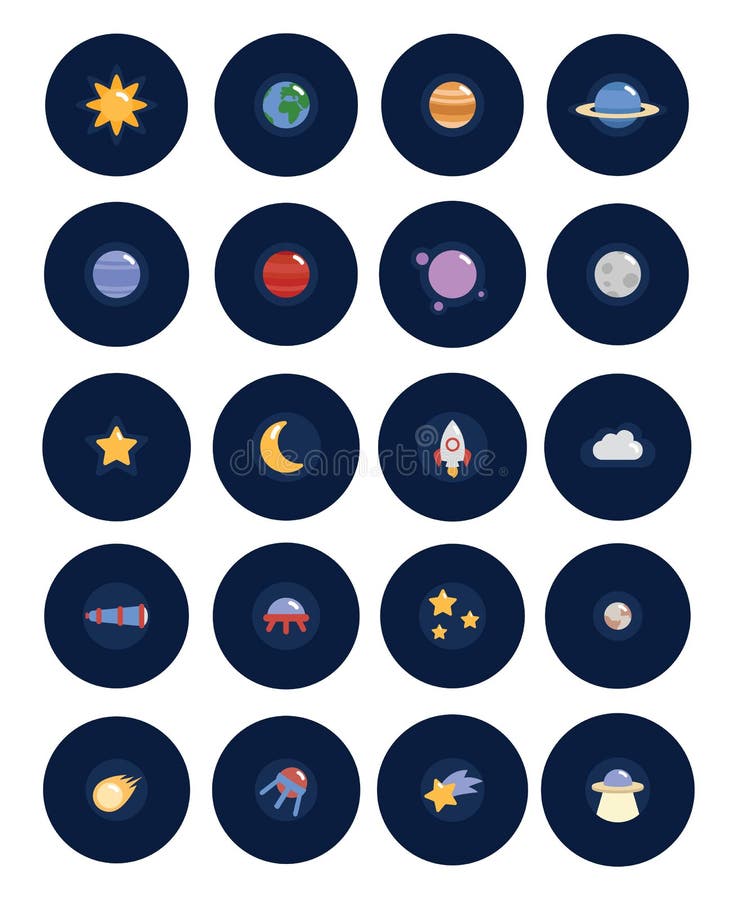 Space icon pack, icon stock vector. Illustration of cloth - 260370788