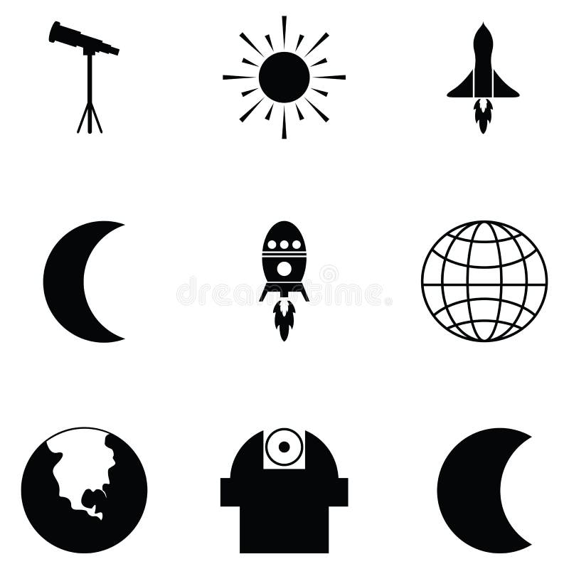 Space icon set stock illustration. Illustration of space - 102691806