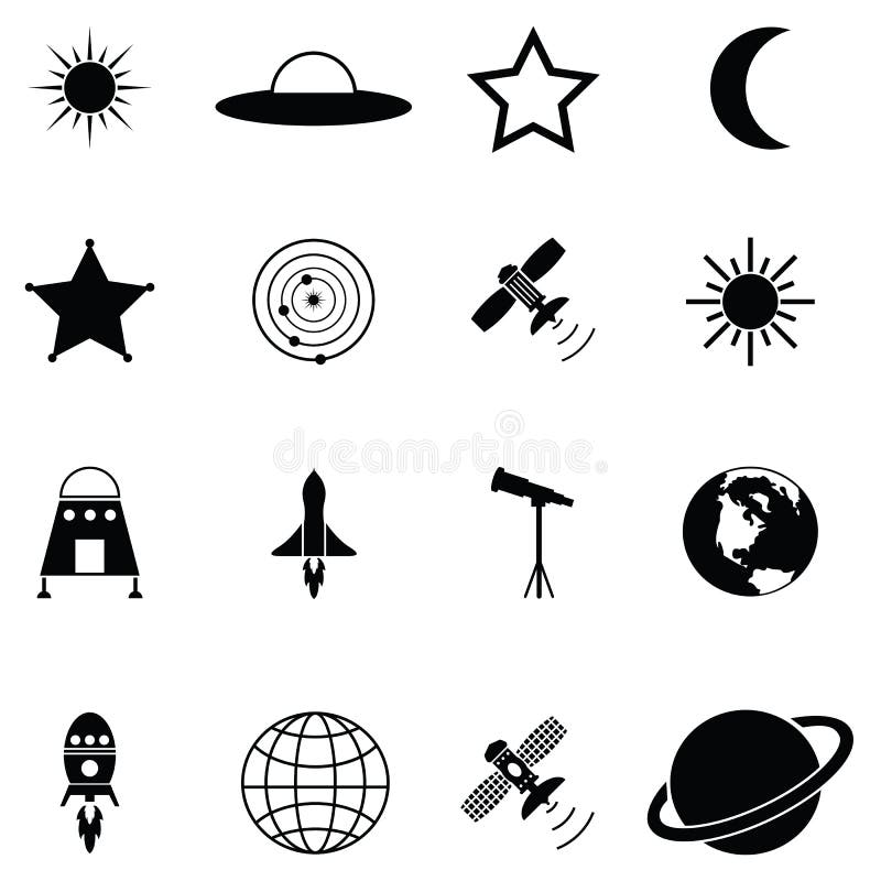 Space icon set stock vector. Illustration of vector - 102692586