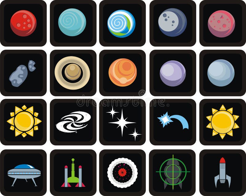 Space icon set stock vector. Illustration of objects - 13745450