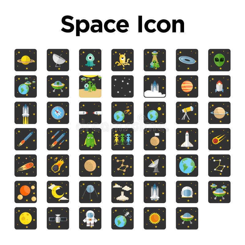 Space Icon Set stock vector. Illustration of icon, spaceship - 58735480