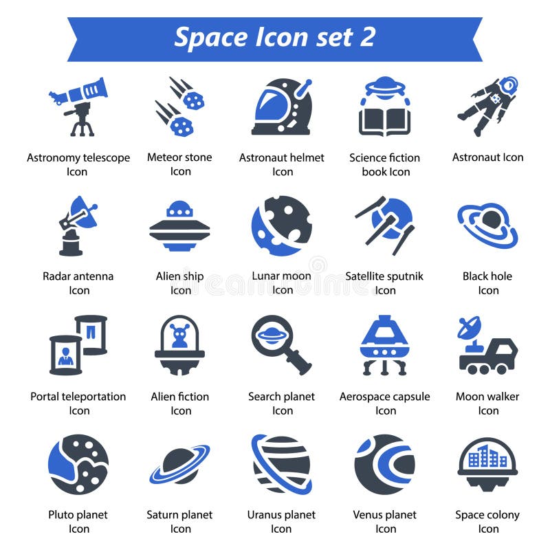 Space Icon Set 2 stock vector. Illustration of capsule - 298615081