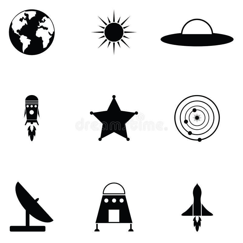Space icon set stock vector. Illustration of spaceship - 102692687