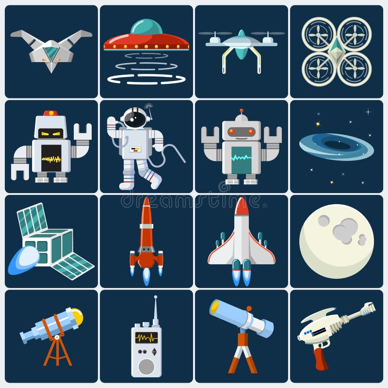 Space Icon Set stock illustration. Illustration of satellite - 88094516