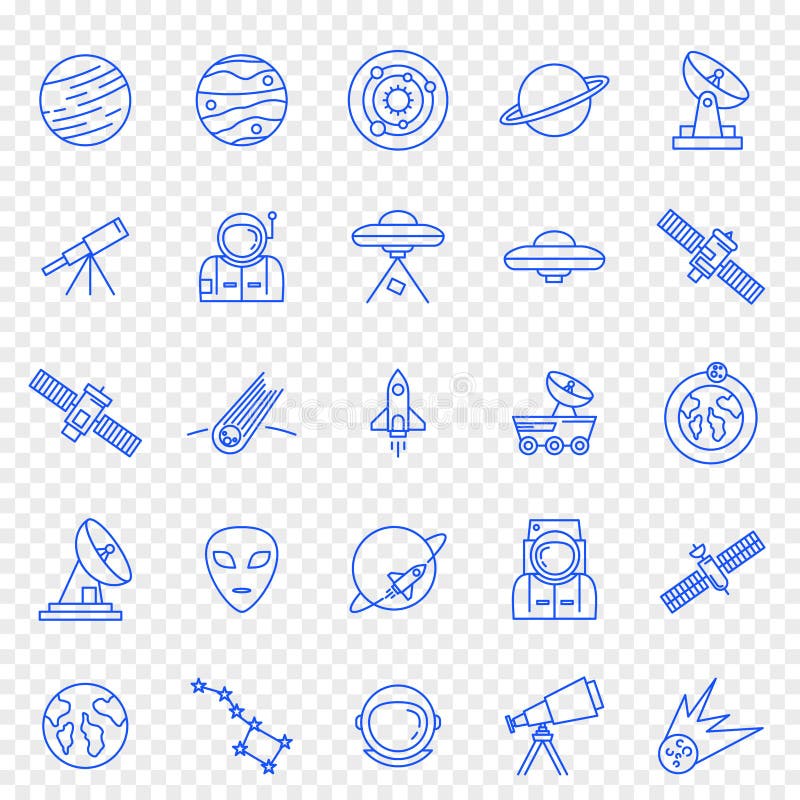 Space Icon Set. 25 Vector Icons Pack Stock Vector - Illustration of ...