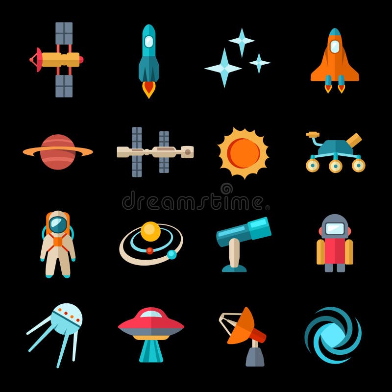 Space Icon Set. Vector Illustration Stock Vector - Illustration of ...
