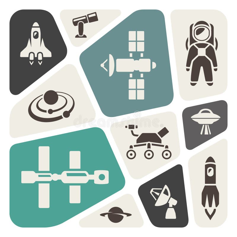 Space icon set stock vector. Illustration of research - 54201197