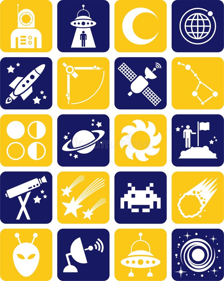 Space icons stock vector. Illustration of lunar, blue - 26812417