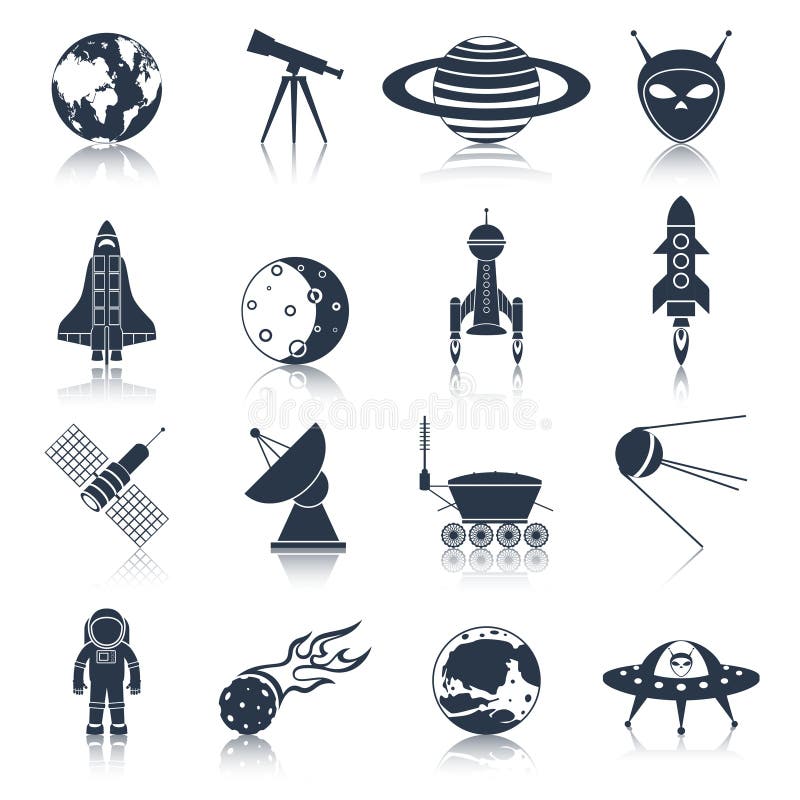 Space icons black stock vector. Illustration of earth - 44889208
