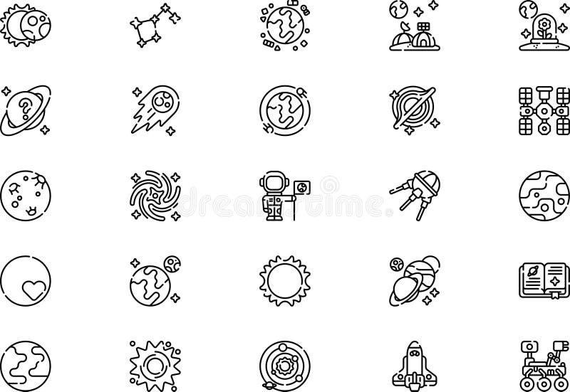 Space Icons Collection is a Vector Illustration with Editable Stroke ...