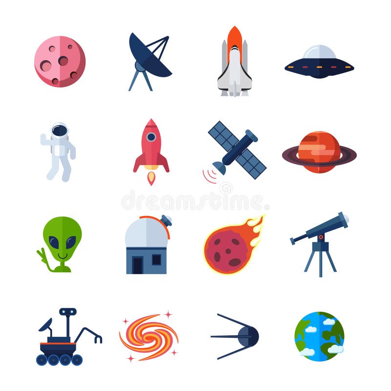 Space icons set stock vector. Illustration of interface - 43956541