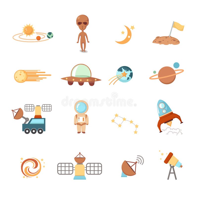 Space icons stock vector. Illustration of cosmos, missile - 42434390