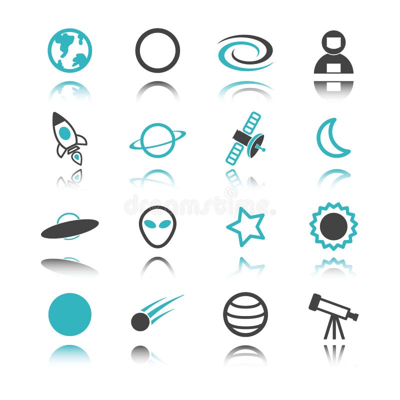 Space Icons Modern Line Style Stock Illustration - Illustration of ...