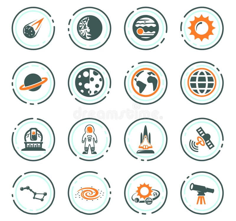 Space icons set stock vector. Illustration of astronomy - 155376837