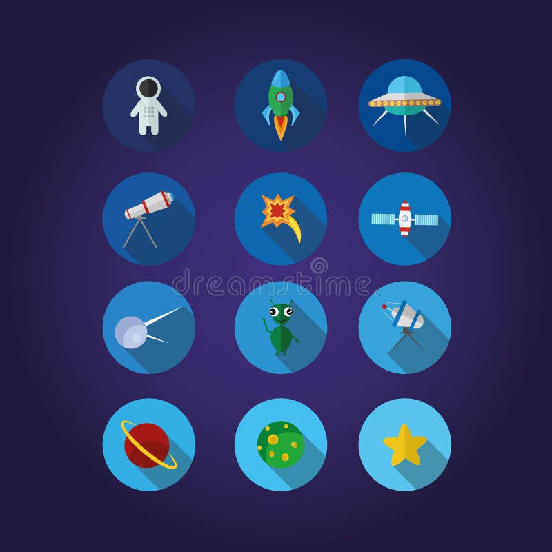 12 Space icons set stock vector. Illustration of icon - 64086510