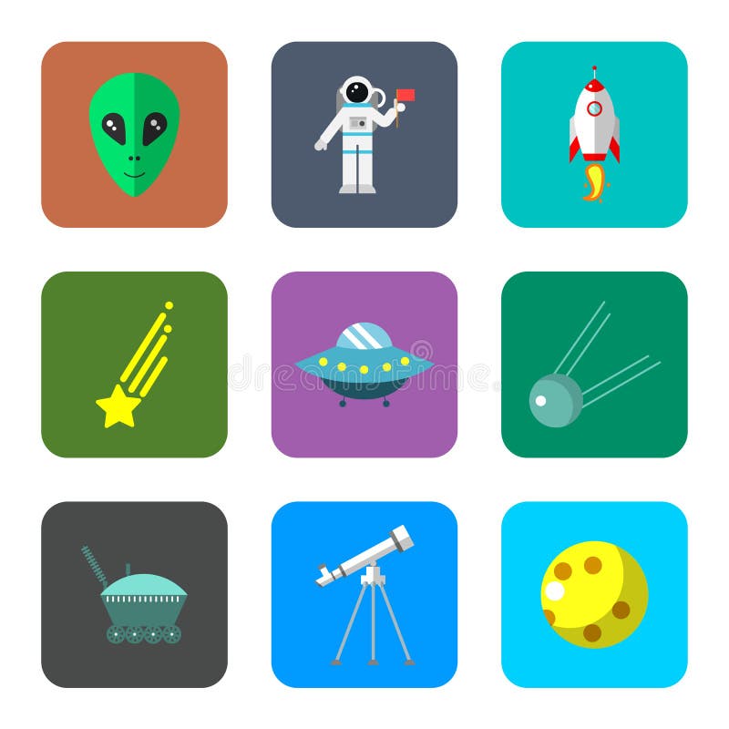 Space Icons set stock vector. Illustration of solar, planet - 89276216