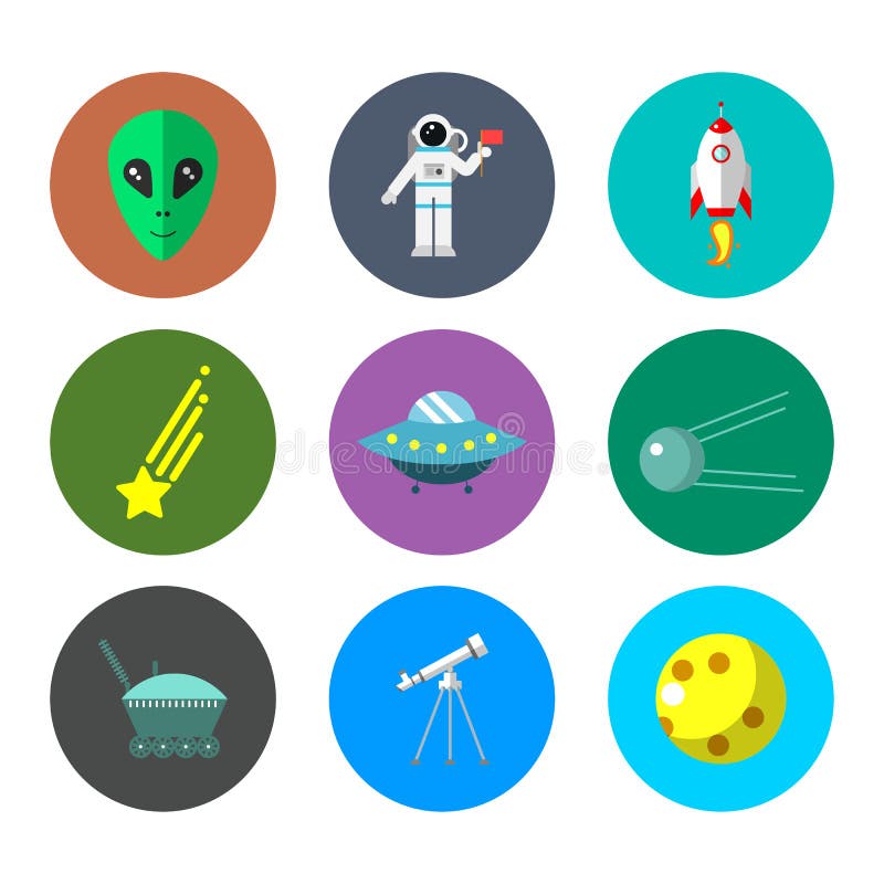 Space Icons set stock vector. Illustration of spacecraft - 89276484