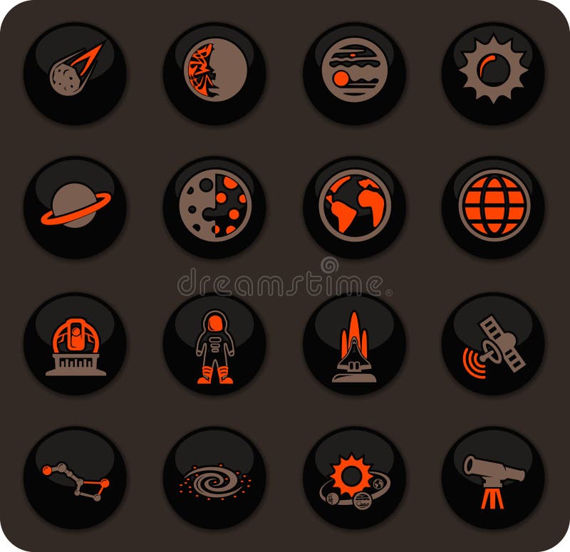 Space icons set stock vector. Illustration of deserted - 142216898