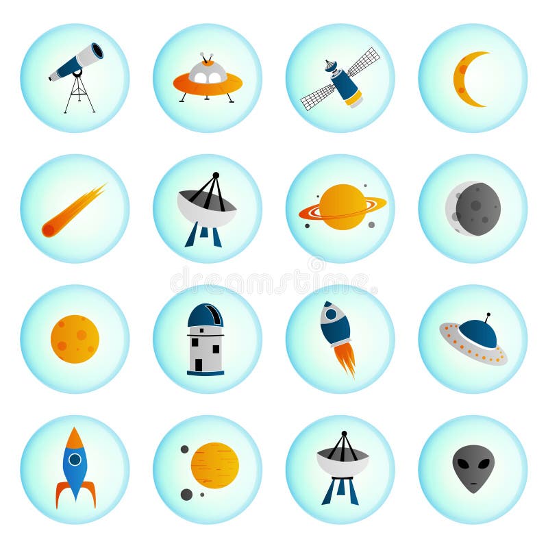 Space icons stock vector. Illustration of graphic, asteroid - 58253921