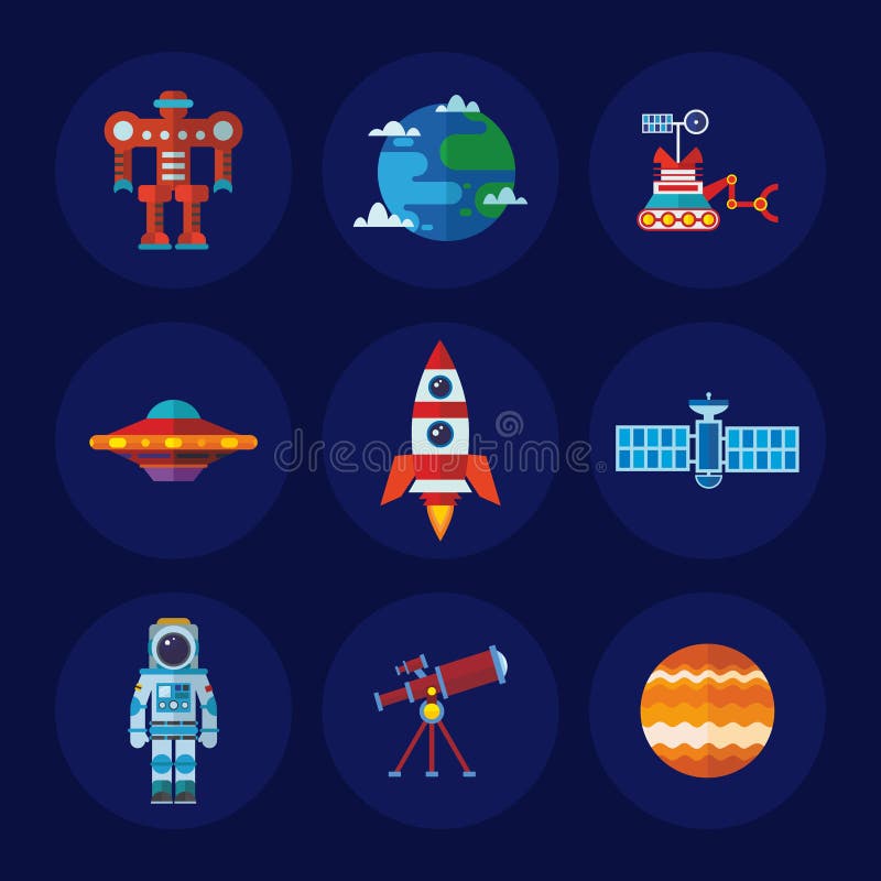 Space Icons Modern Line Style Stock Illustration - Illustration of ...