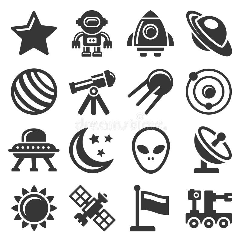 Space Icons Set stock vector. Illustration of icon, astronaut - 101179599
