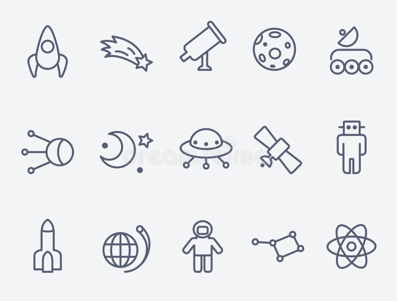 Space icons stock vector. Illustration of equipment, orbit - 76195532