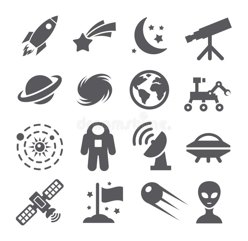 A set of fun space icons stock vector. Illustration of logo - 5800732