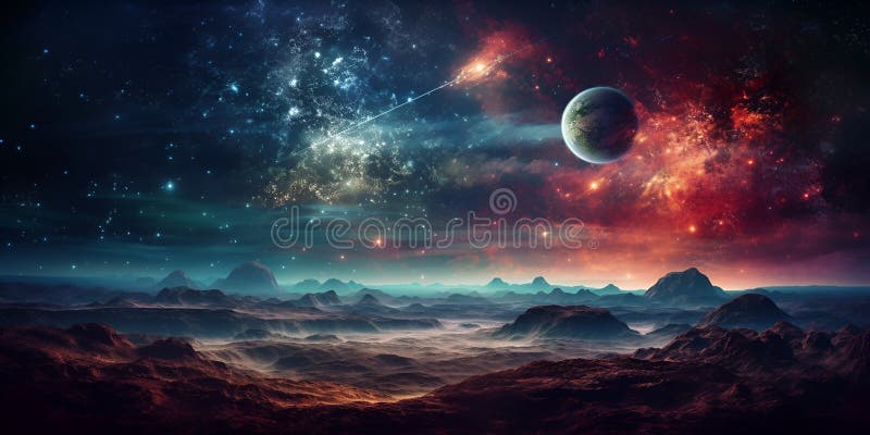 Space Illustration of Planets, Stars and Galaxies in Outer Space ...