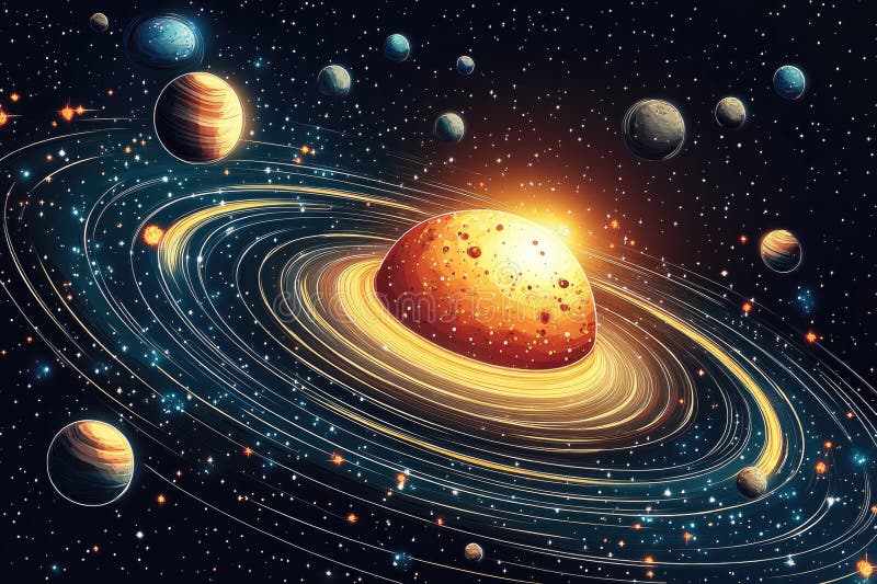 Space Illustration Solar System Planets Visible Background Stock Photos ...