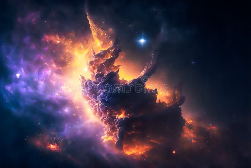 Space Illustration with Stars and Nebula Realistic View Stock ...