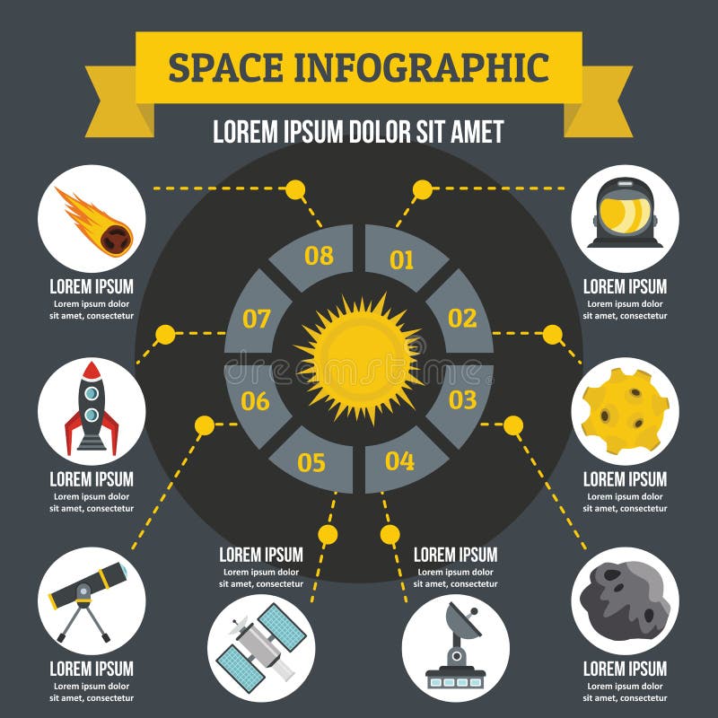 Space Infographic Concept, Flat Style Stock Vector - Illustration of ...