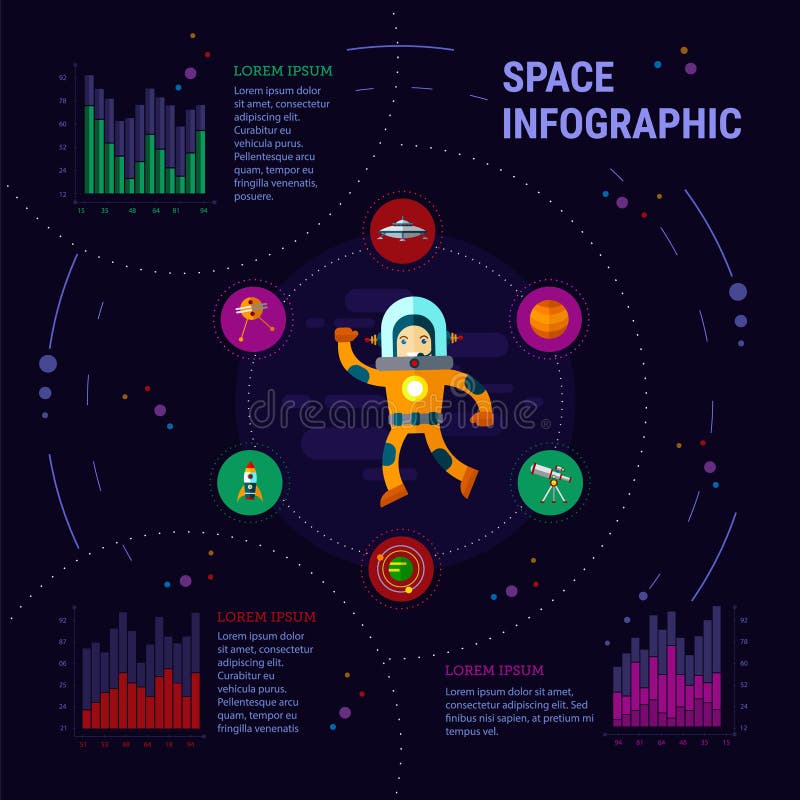 Space infographic stock vector. Illustration of jupiter - 89342011