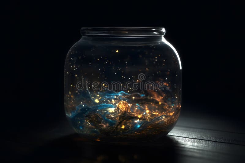 Space Inside a Glass Jar. Neural Network AI Generated Stock ...