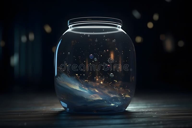 Space Inside a Glass Jar. Neural Network AI Generated Stock ...
