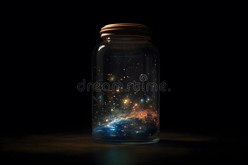 Space Inside a Glass Jar. Neural Network AI Generated Stock ...