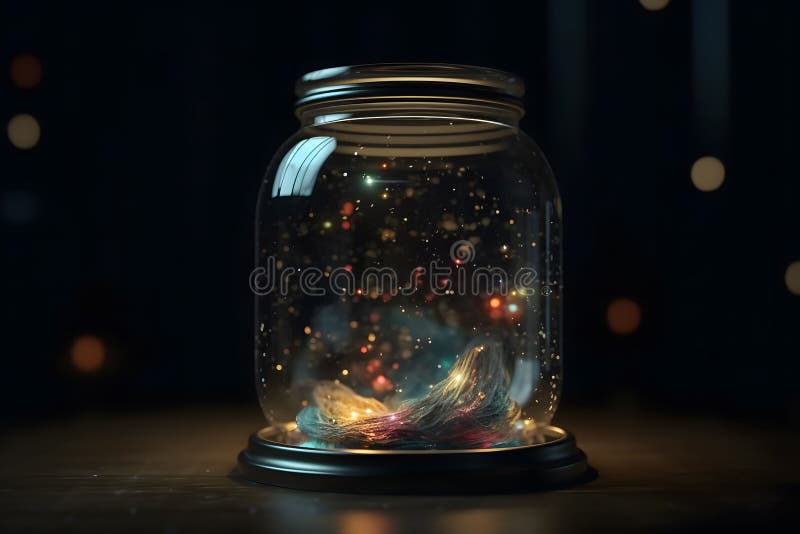 Space Inside a Glass Jar. Neural Network AI Generated Stock ...