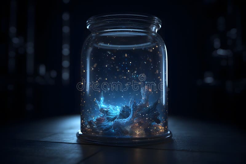 Space Inside a Glass Jar. Neural Network AI Generated Stock ...