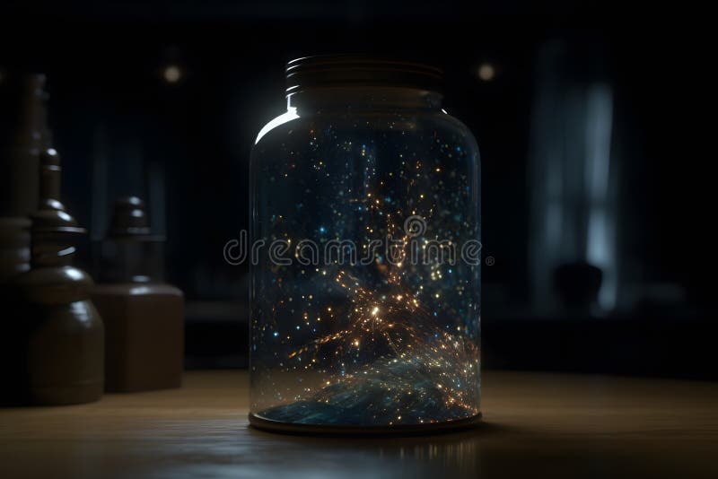 Space Inside a Glass Jar. Neural Network AI Generated Stock ...